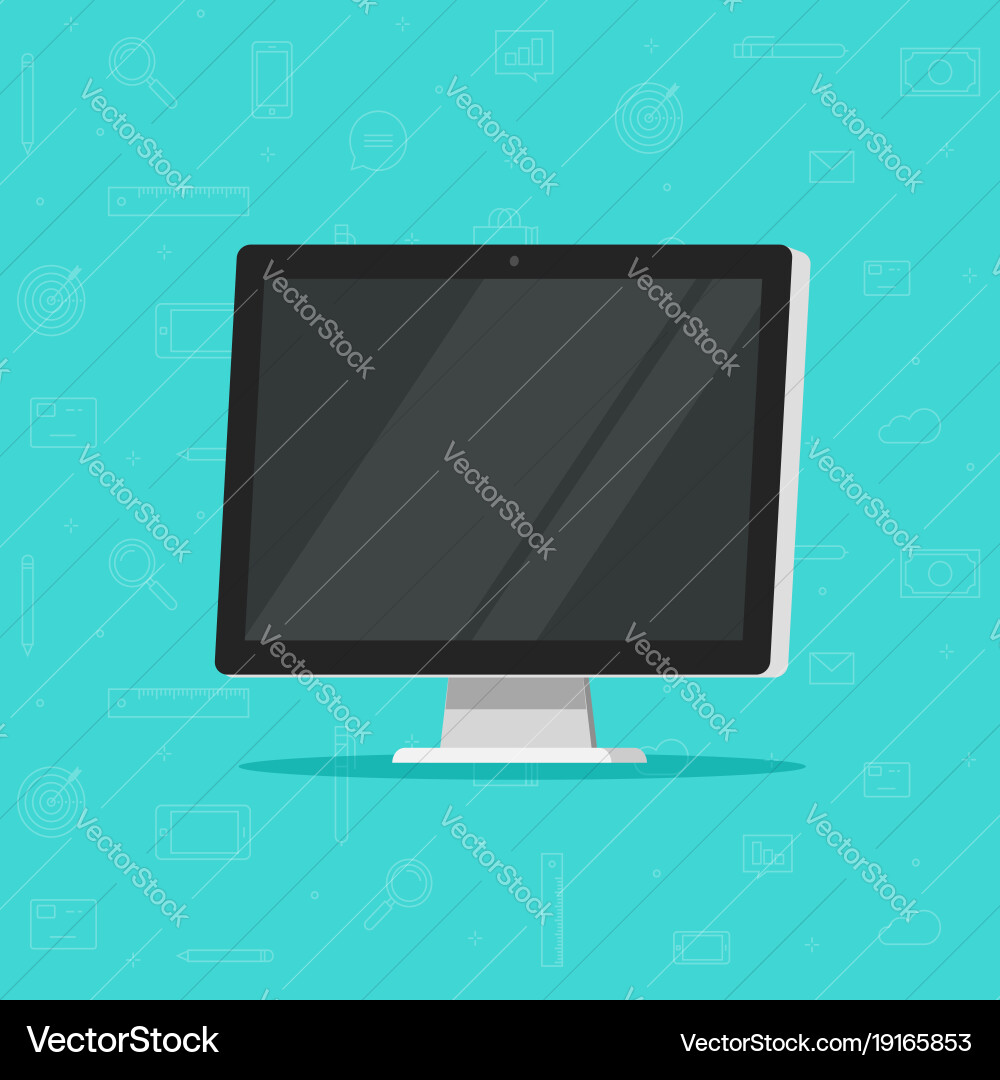 Computer monitor flat cartoon Royalty Free Vector Image