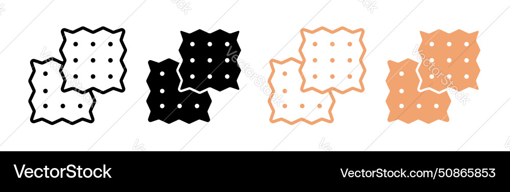 Crackers icon set biscuit snack cheese symbol Vector Image
