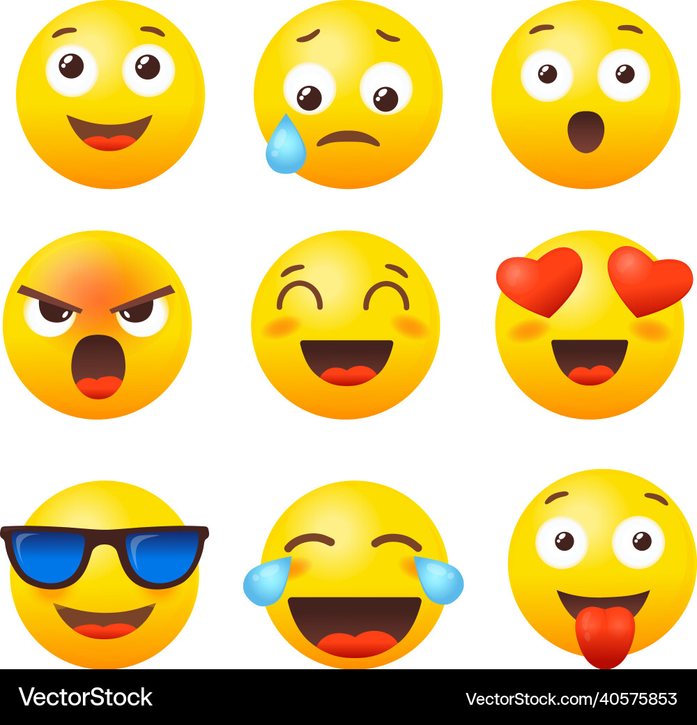 Emoji Reaction Faces Royalty Free Vector Image