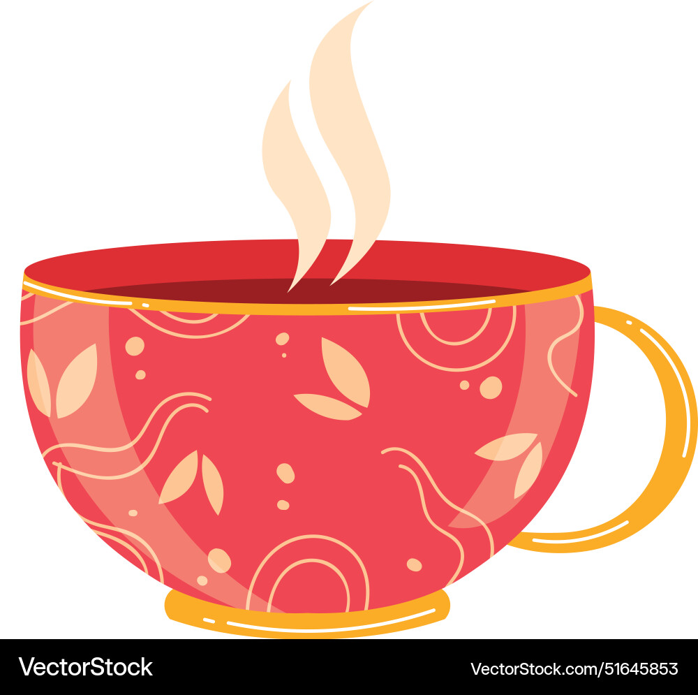 Red coffee cup steam hot drink morning beverage Vector Image