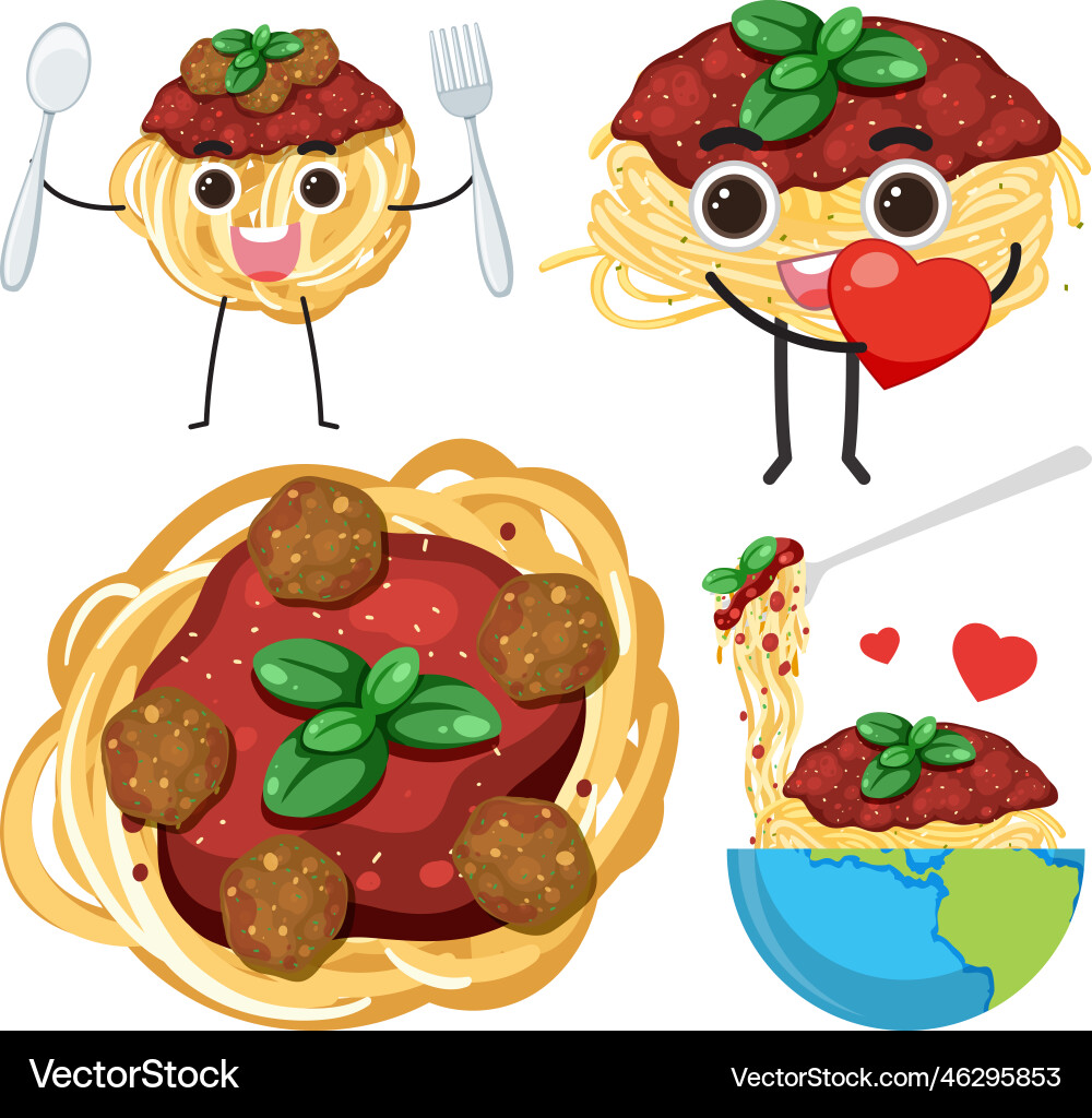 Set of mix spaghetti Royalty Free Vector Image