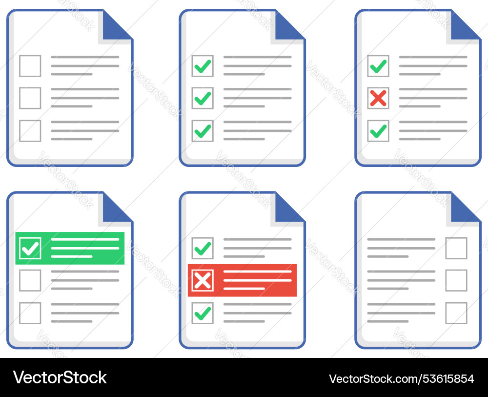 Checklist file tick box tasks document Royalty Free Vector