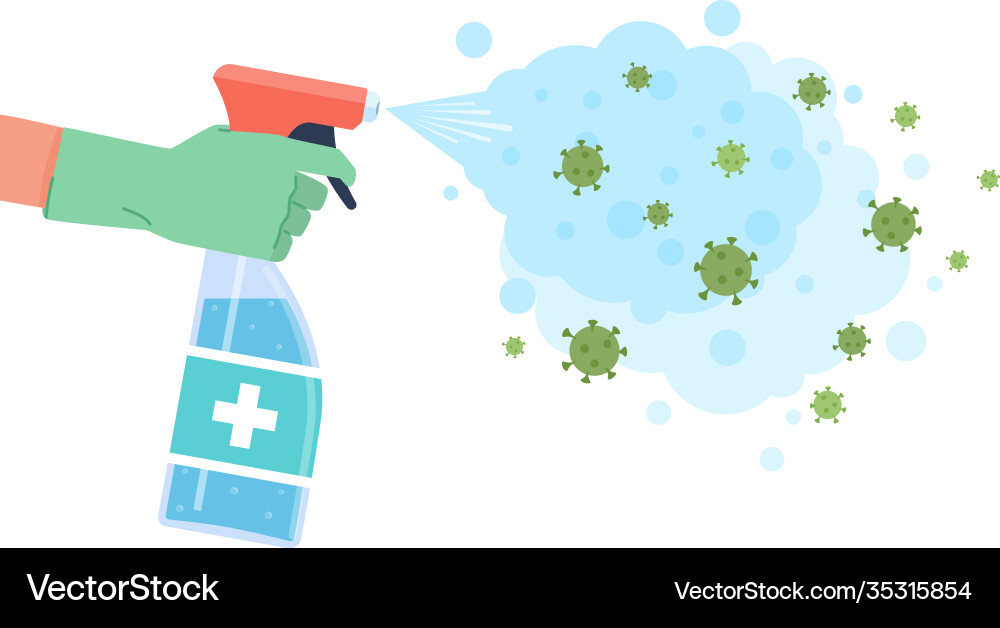 Disinfection coronavirus sprayed disinfectant Vector Image