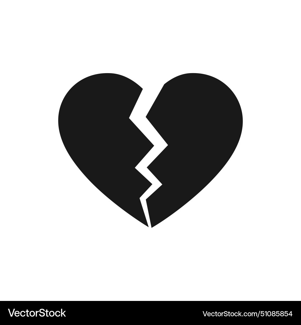 Heartbreak icon or broken heart flat Royalty Free Vector