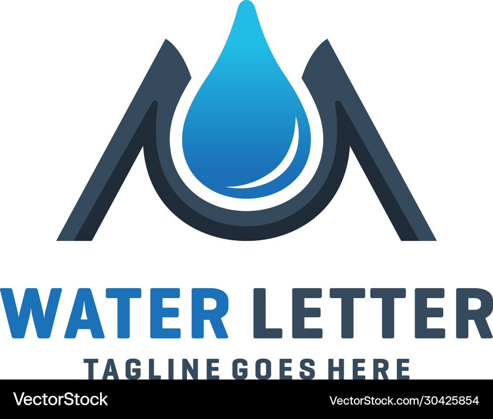 Letter m water logo design Royalty Free Vector Image
