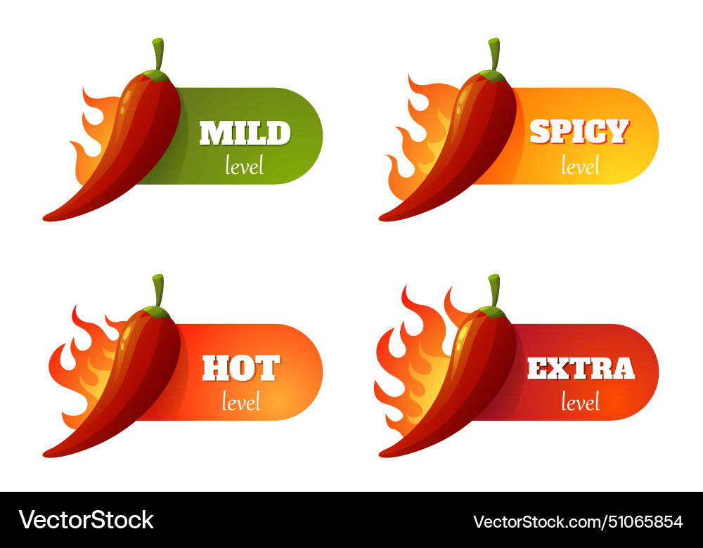 Spicy Meter Etikett Chili Pfefferwaage Lizenzfreier Vektor