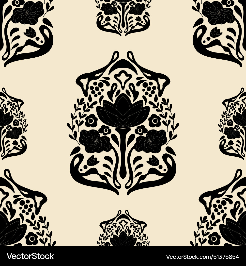 Symmetrical classic floral pattern seamless Vector Image