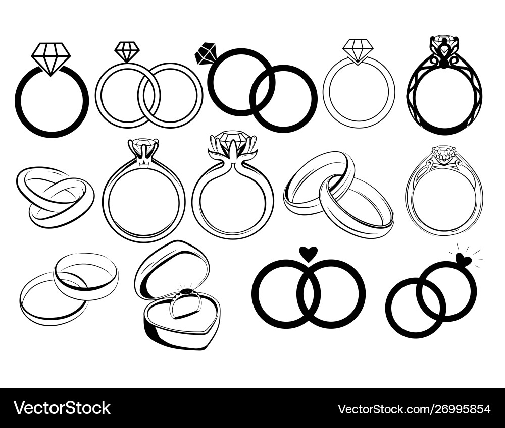 Wedding Ring Collection - Elegant Rings Royalty Free Vector