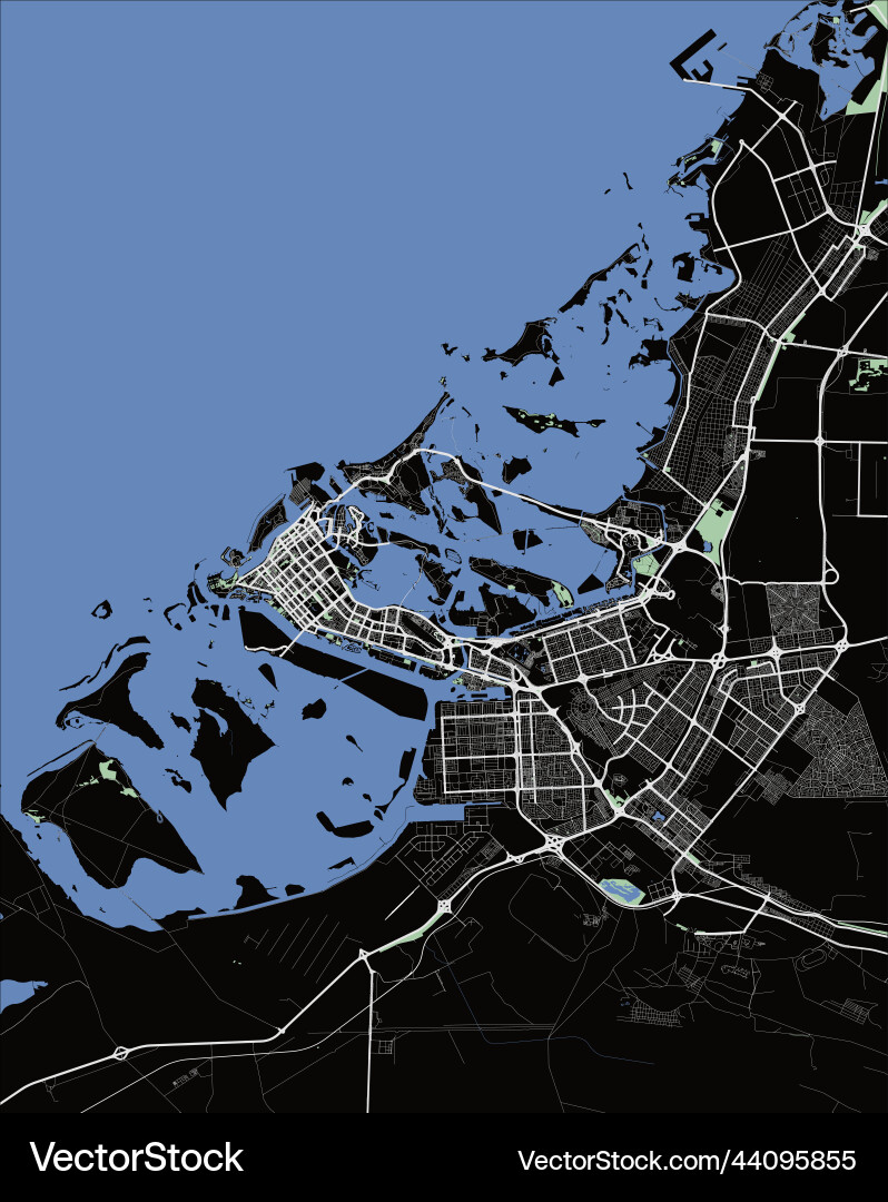 Abu Dhabi City Map, UAE Royalty Free Vector Image