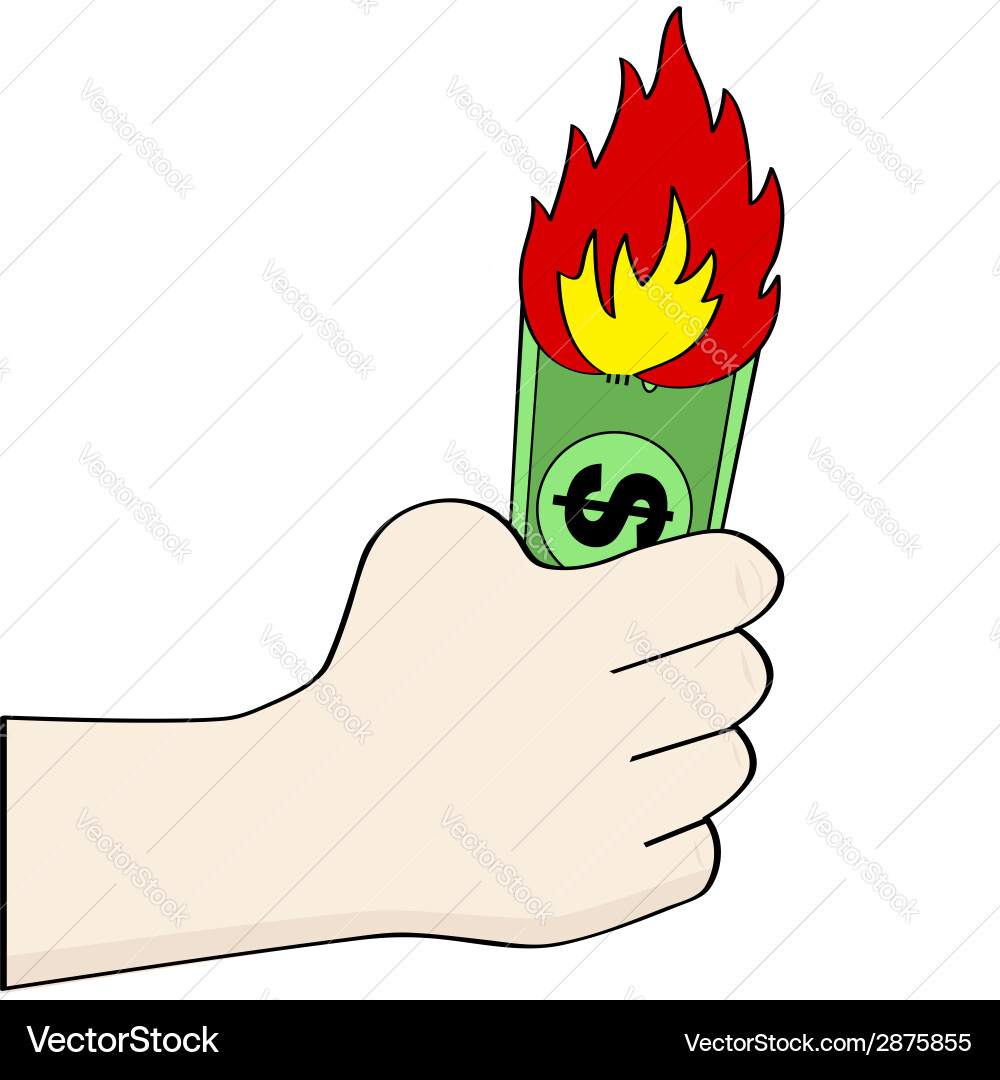 Burning money Royalty Free Vector Image - VectorStock