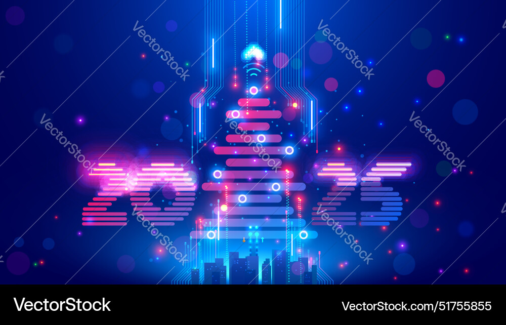 Christmas poster with tree digits 2025 Royalty Free Vector