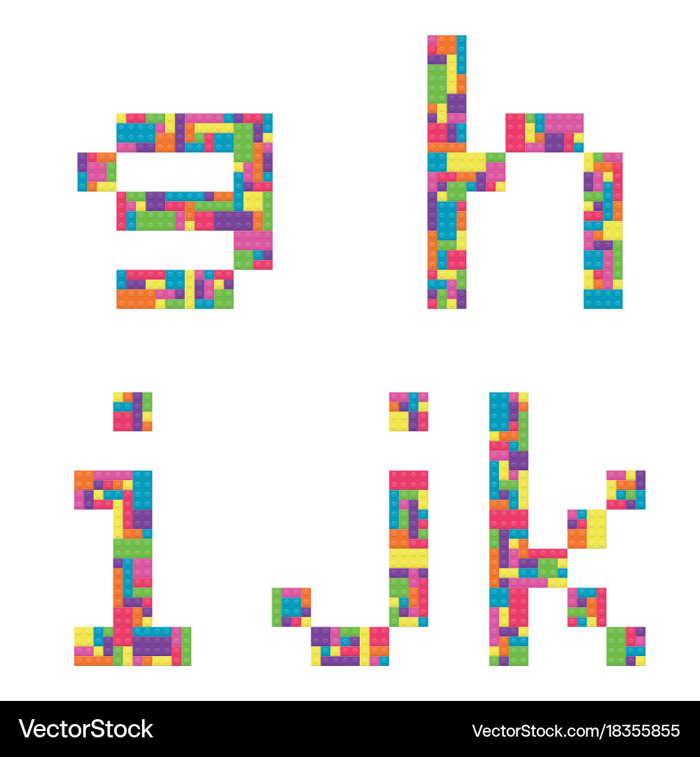 G h i j k alphabet lowercase letters from Vector Image