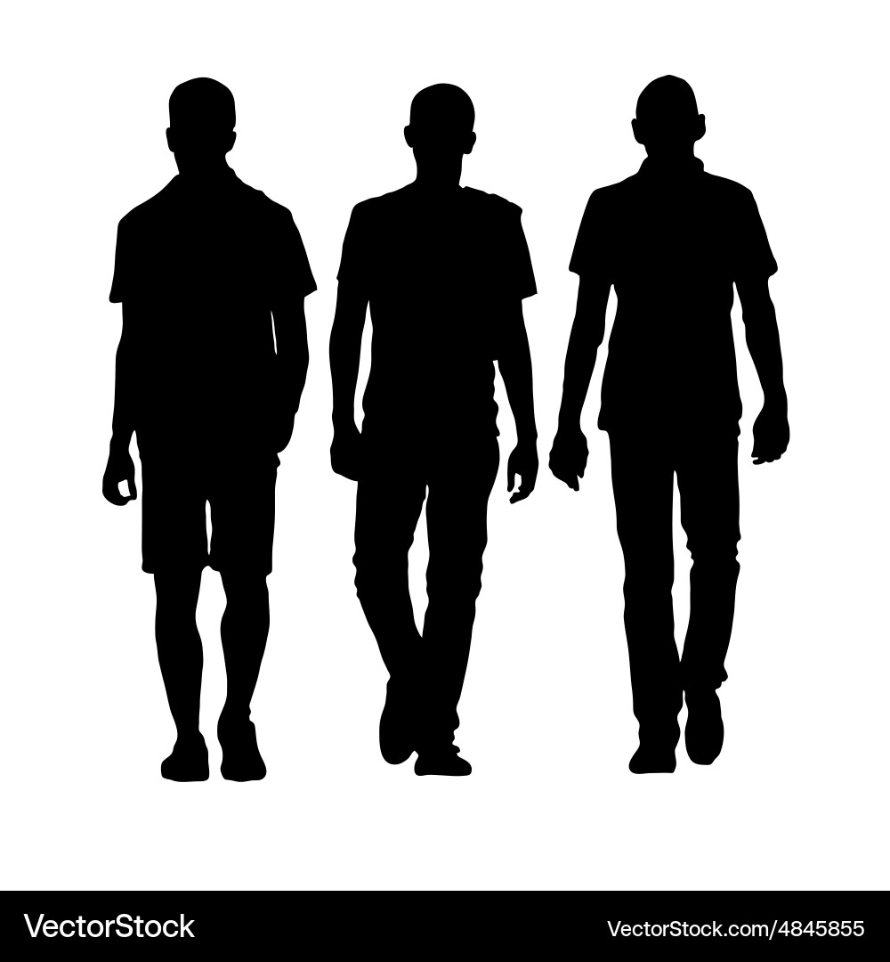Man walking three black silhouette Royalty Free Vector Image