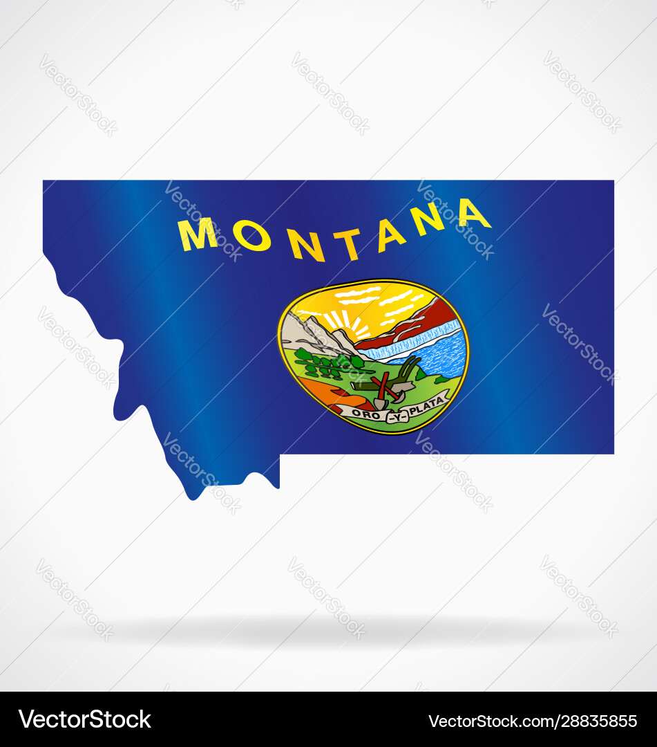 Montana mt map with state flag Royalty Free Vector Image