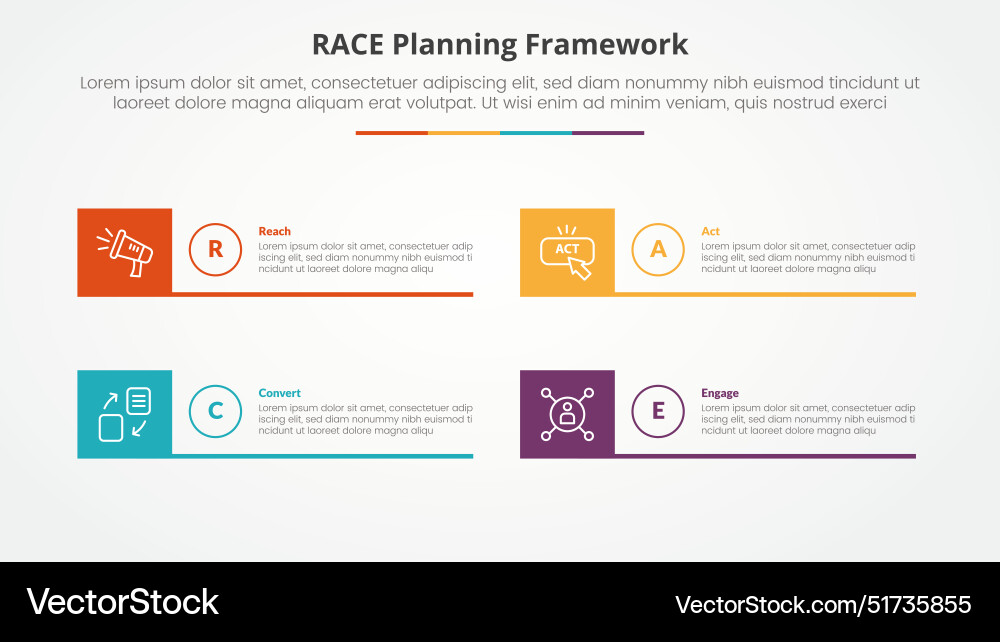Race framework infographic concept for slide Vector Image