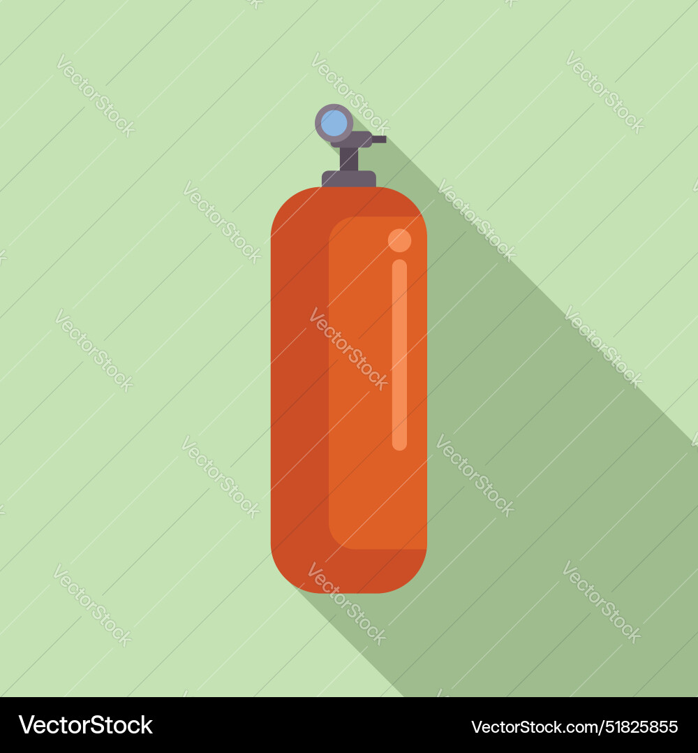 Red oxygen cylinder standing with valve on top Vector Image