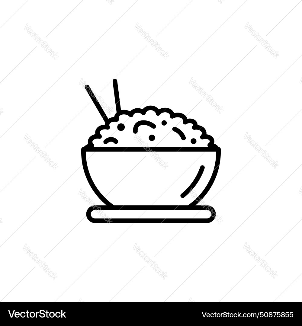 Rice bowl icon set chinese cooked Royalty Free Vector Image