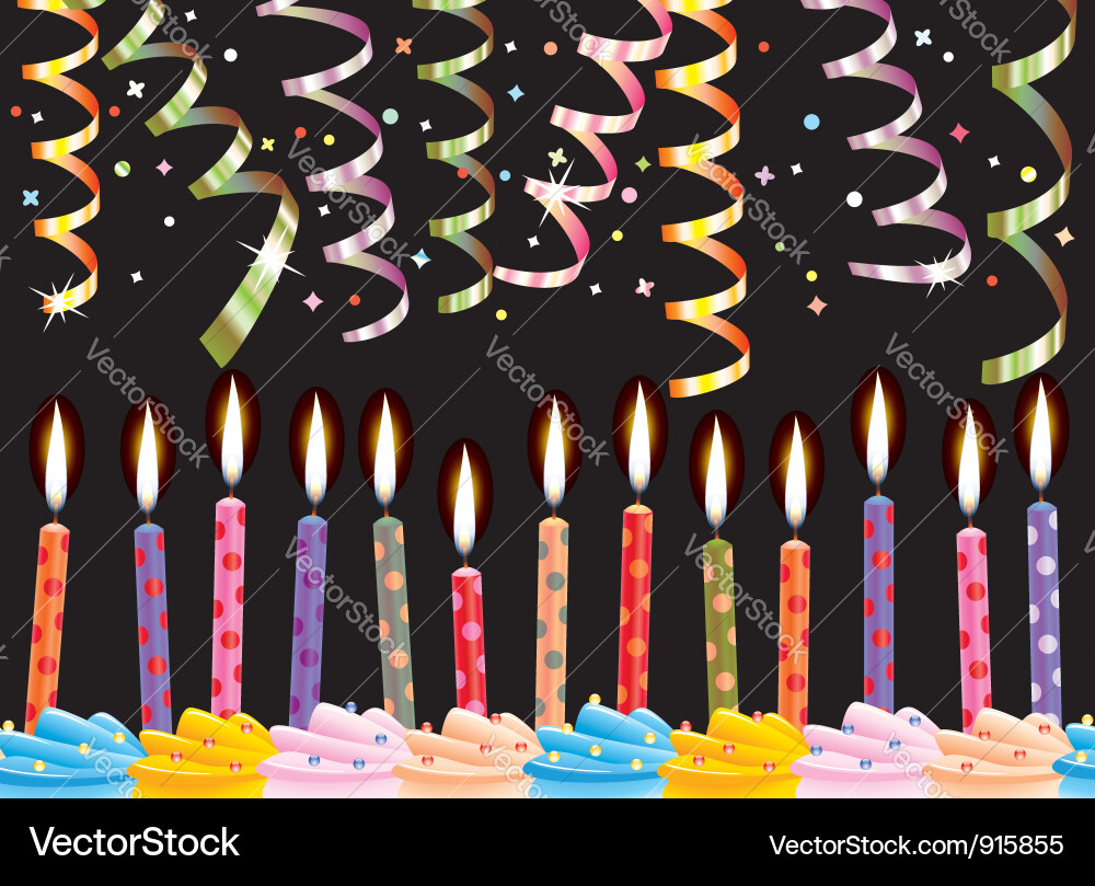 Row of Birthday Candles on Cake Royalty Free Vector Image