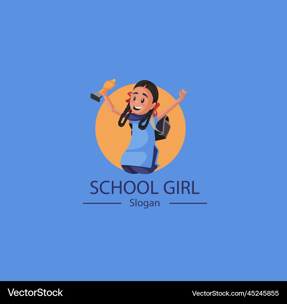 School girl mascot logo Royalty Free Vector Image