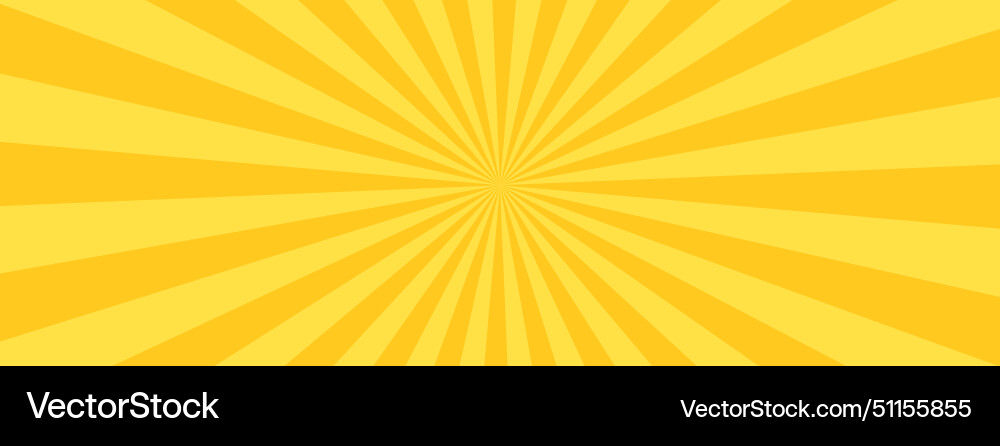 Yellow banner with sun rays lines background Vector Image