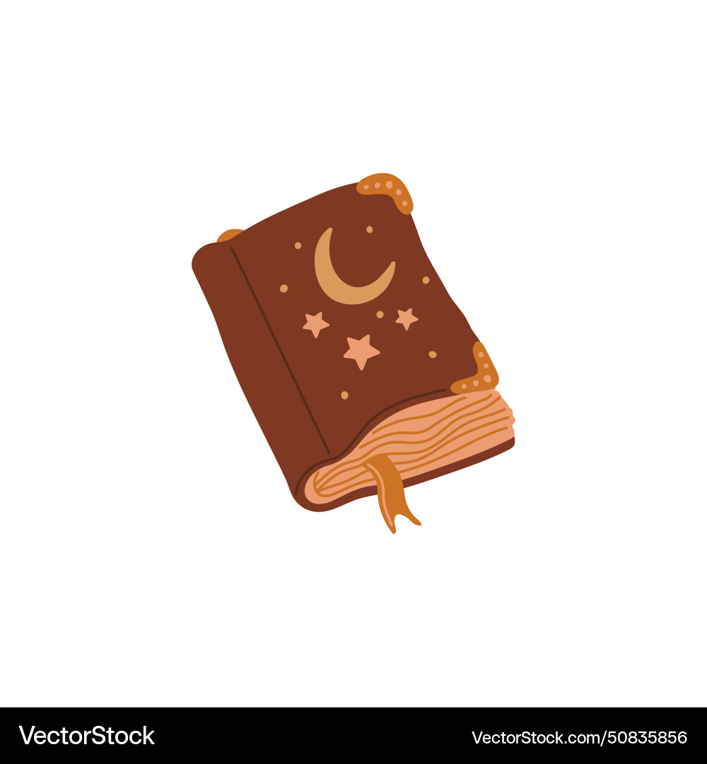 Antique magic book with moon crescent and stars Vector Image