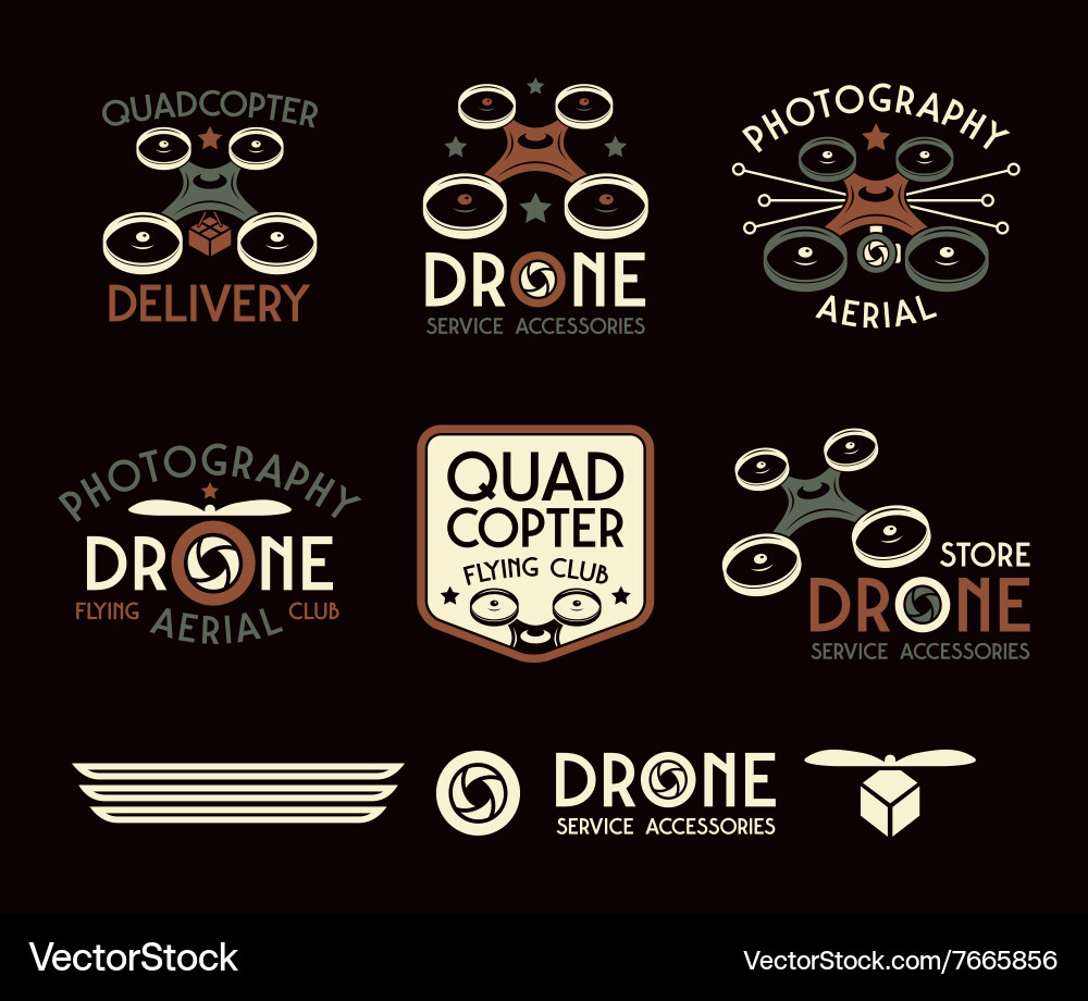 Drone set of badges Royalty Free Vector Image - VectorStock