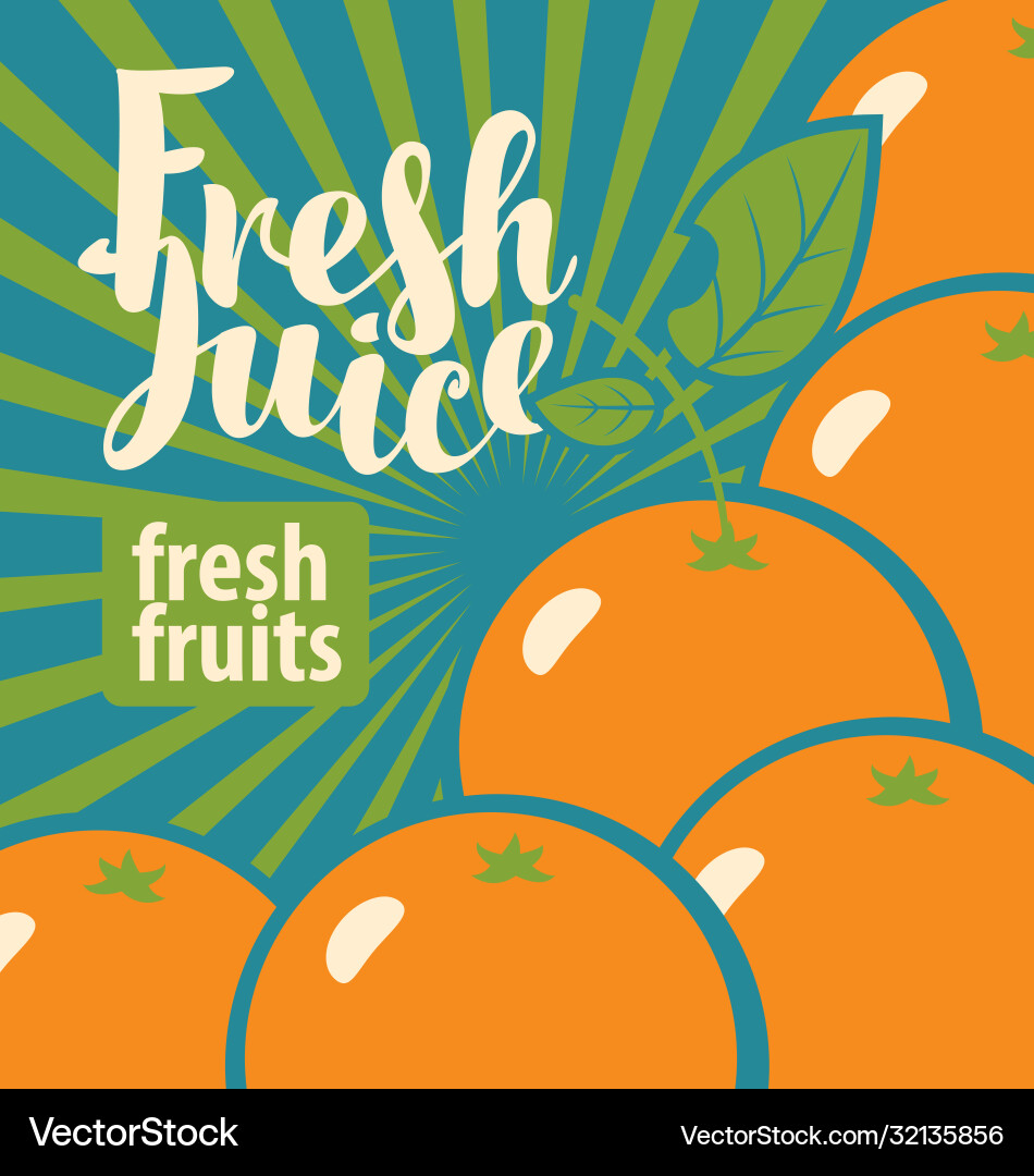 Fresh juice - fruit banner or label Royalty Free Vector