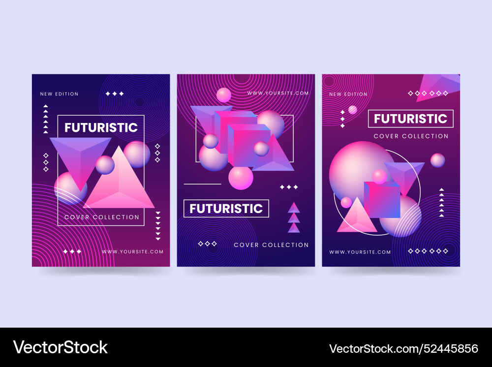 Gradient futuristic cover collection Royalty Free Vector