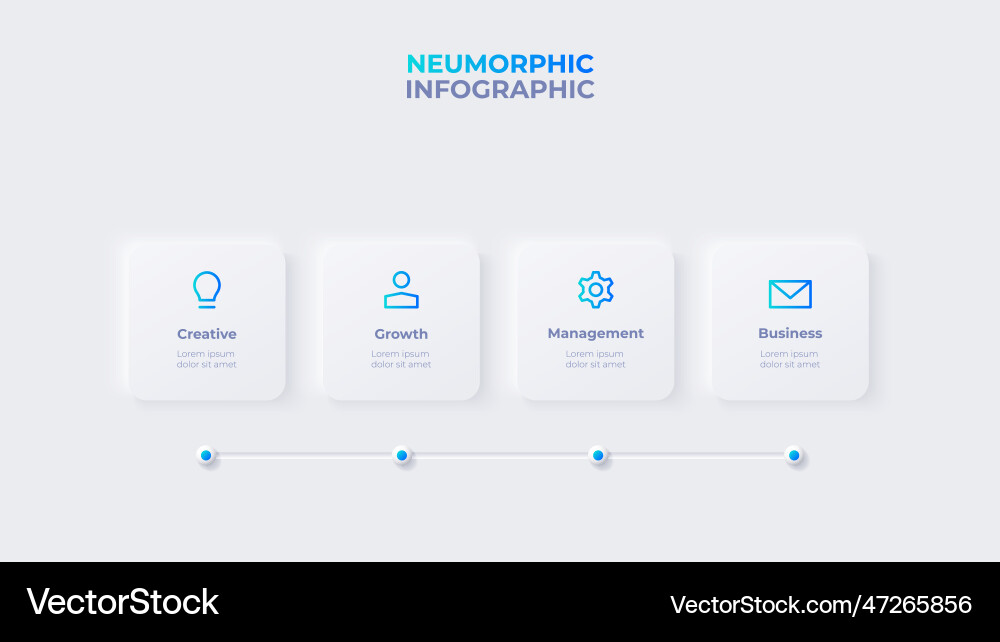 Neumorphic timeline infographic skeuomorph Vector Image