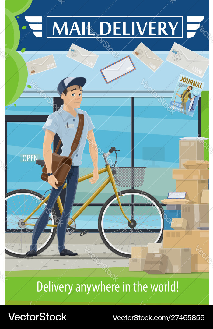 Postman parcel and letters mail delivery service Vector Image