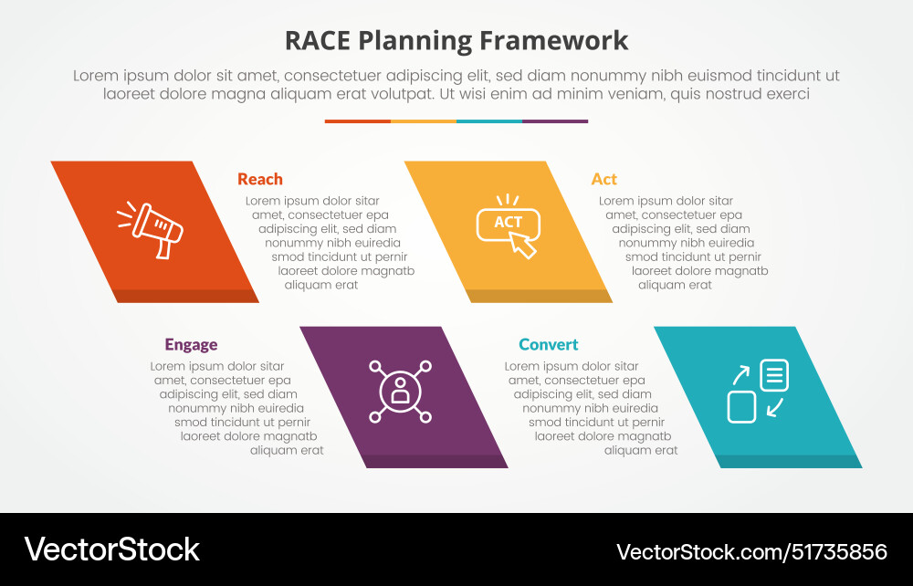 Race framework infographic concept for slide Vector Image