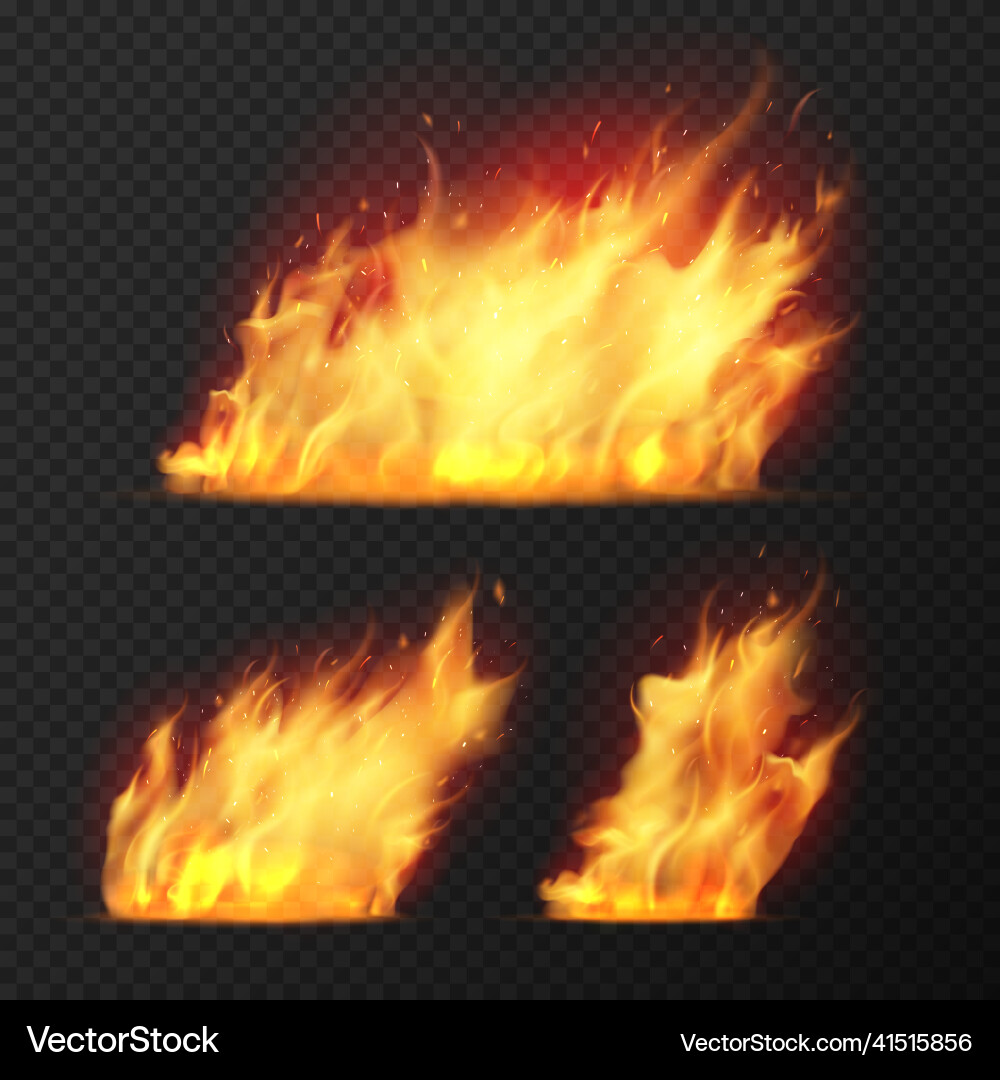 Realistic fire set Royalty Free Vector Image - VectorStock