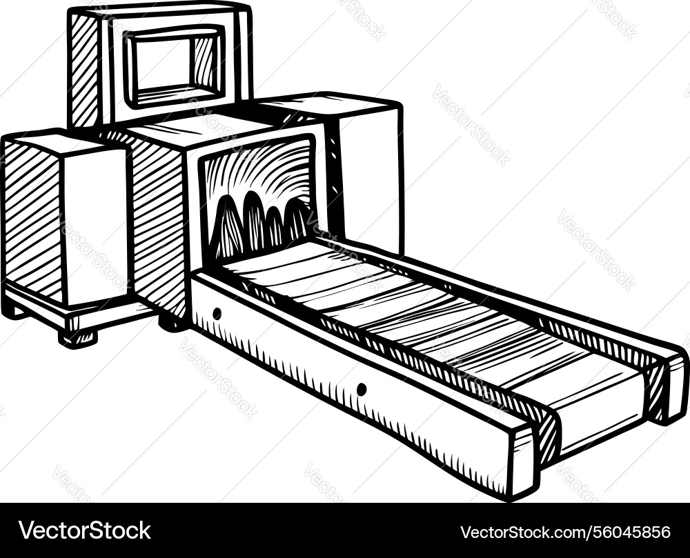 Stylized conveyor belt scanner in black and white Vector Image