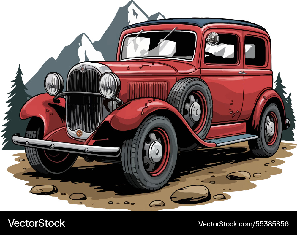 Vintage classic car sticker Royalty Free Vector Image