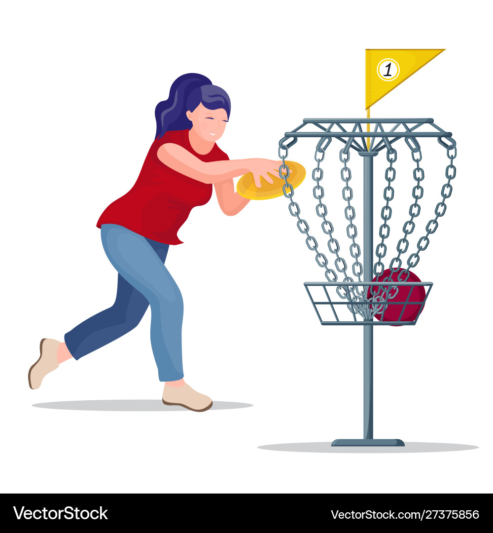 Woman Playing Disc Golf Royalty Free Vector Image