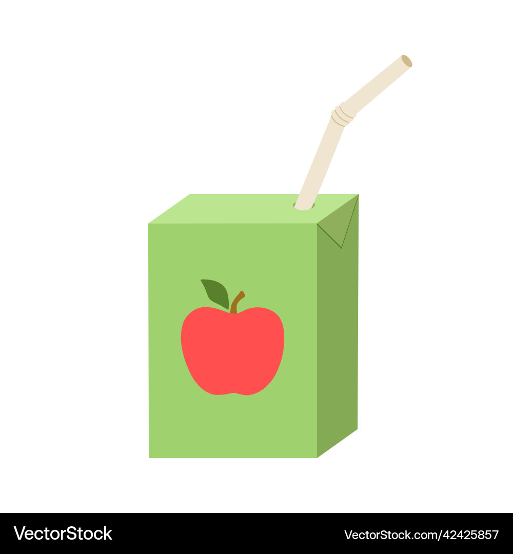 Apple juice box flat icon simple Royalty Free Vector Image