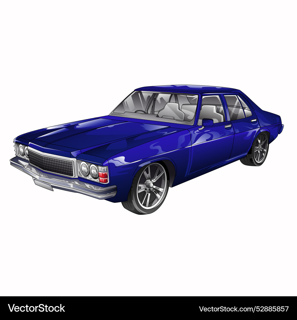 Blue drag racing car with grey strip Royalty Free Vector