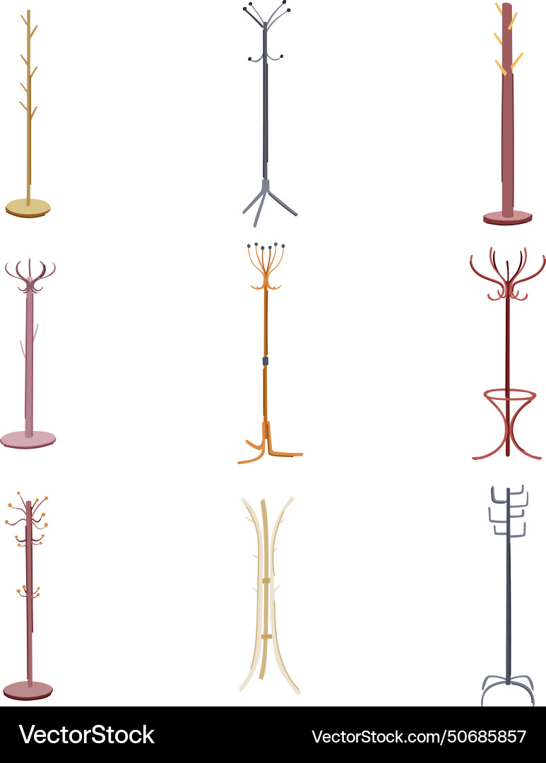 Coat rack set cartoon Royalty Free Vector Image