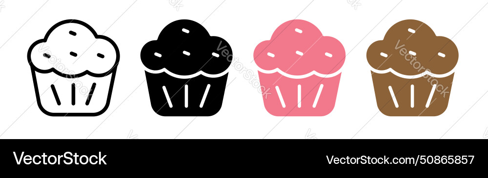 Cupcake icon set cup cake dessert muffin symbol Vector Image
