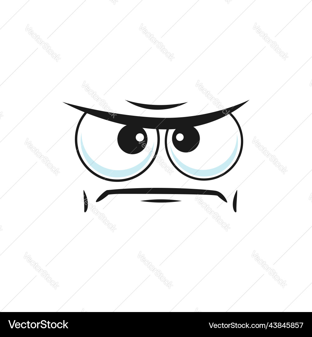 Displeased cartoon face emoji expression Vector Image