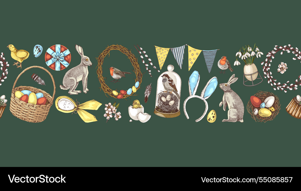 Easter seamless border Royalty Free Vector Image