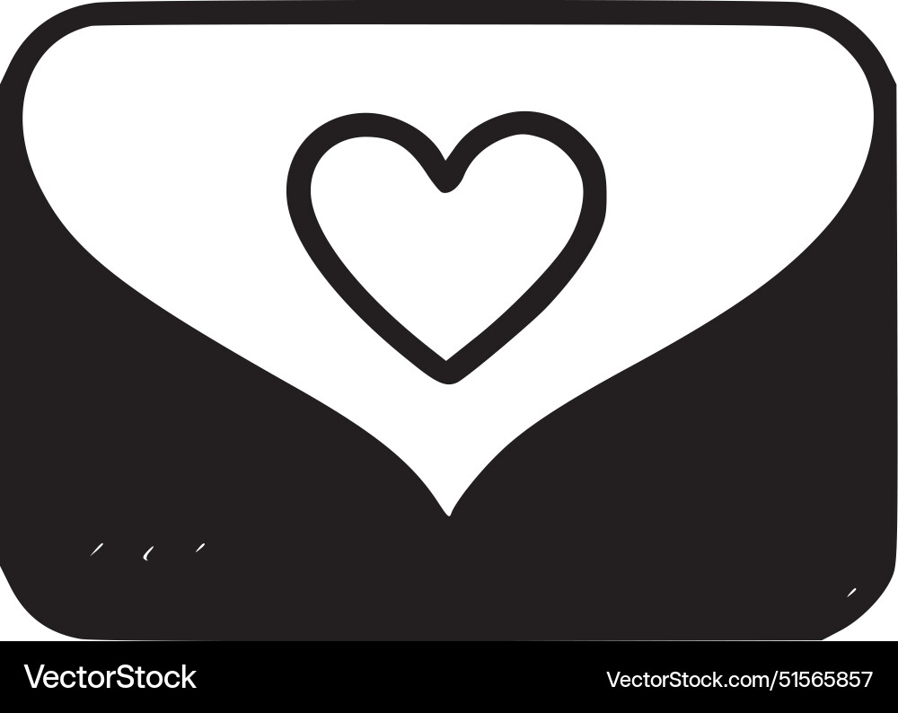 Envelope with heart - minimalist and flat logo Vector Image