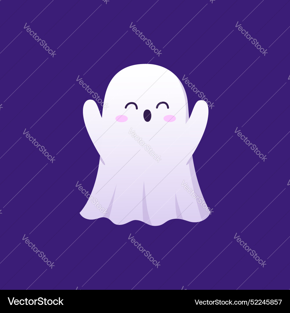 Halloween kawaii ghost cheerful character Vector Image