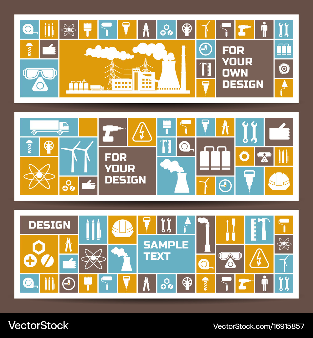 Industry elements horizontal banners Royalty Free Vector