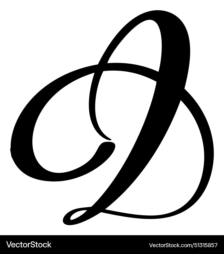 Kalligraphie Hand gezeichnet Buchstaben d Skript Vektorbild