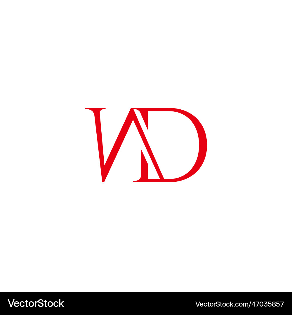 Letter wd linked elegant serif font logo Vector Image