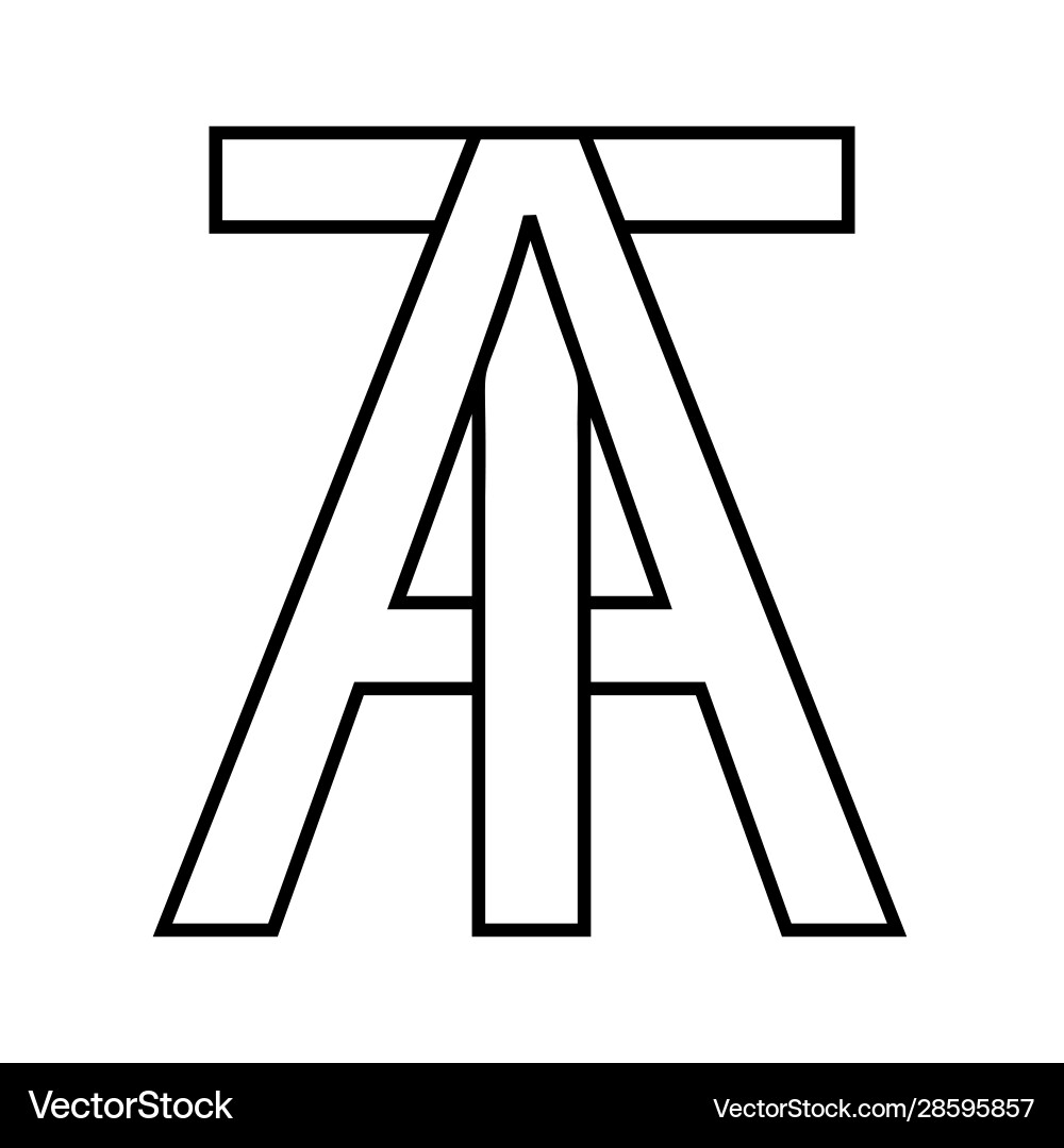 Logo sign at ta icon interlaced letters Royalty Free Vector