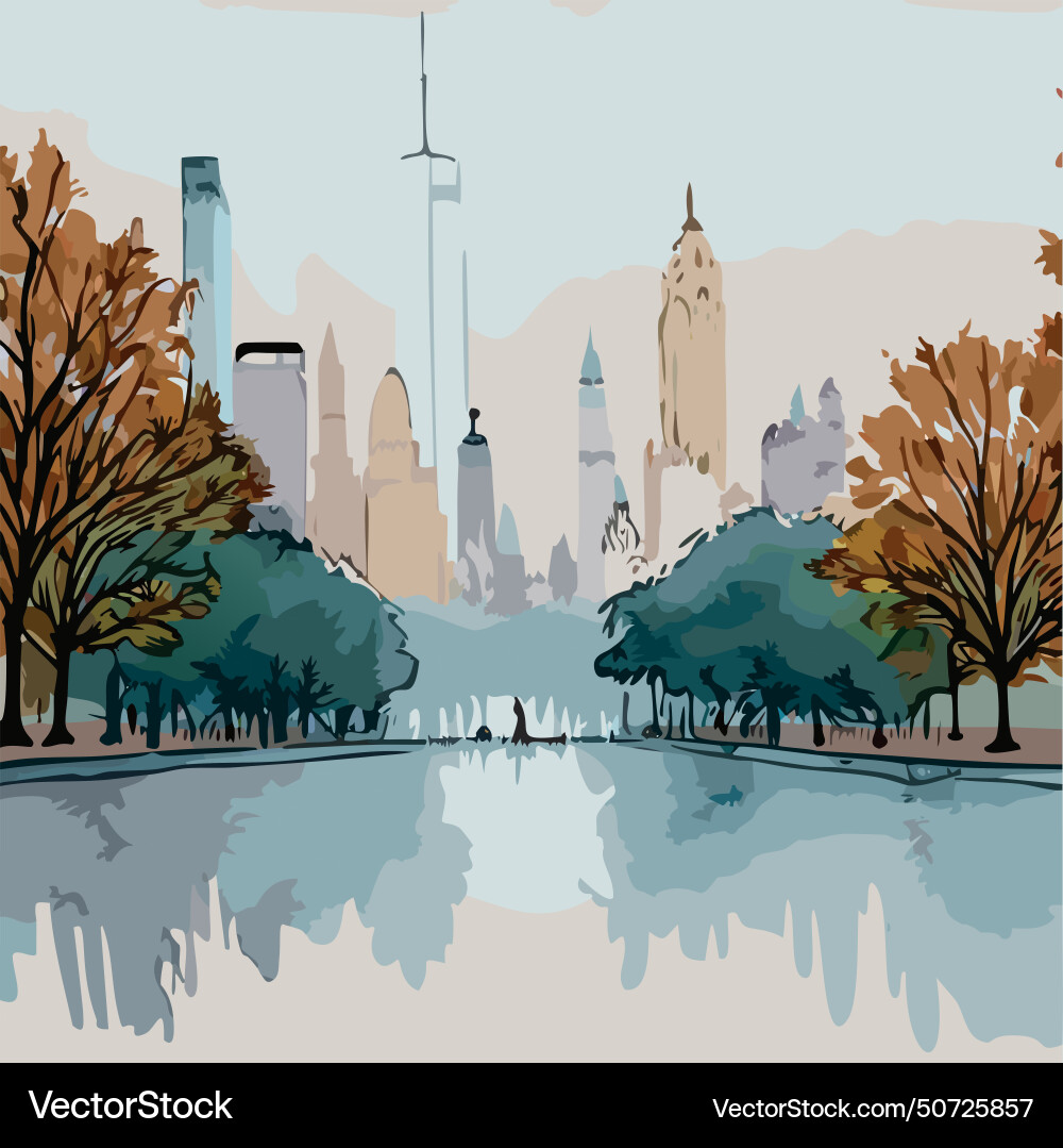 New york central park landscape Royalty Free Vector Image