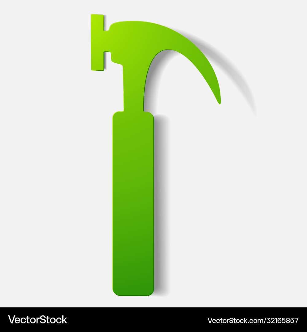 Paper clipped sticker construction hammer Vector Image