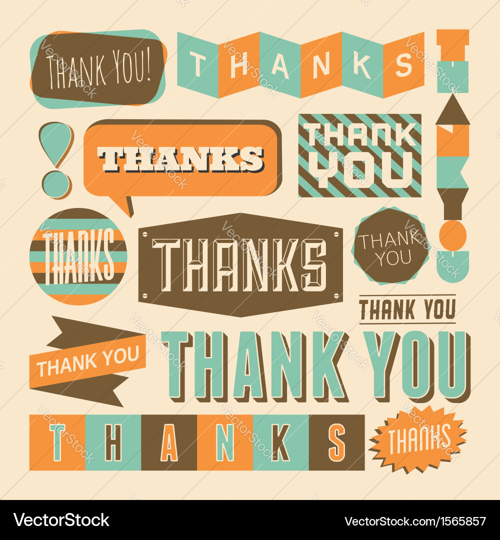 Retro style thank you design elements collection Vector Image